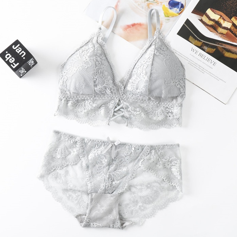 Women Underwear Set Lace Bralette Push-up Bra and Panty Sets Female ...
