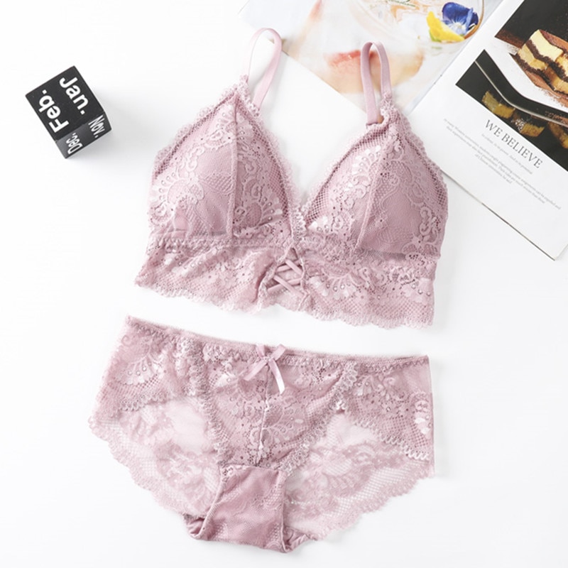 Women Underwear Set Lace Bralette Push-up Bra and Panty Sets Female ...